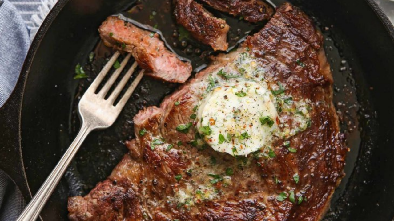 Grilled Cowboy Ribeye with Garlic Herb Butter | Joe's Butcher Shop ...